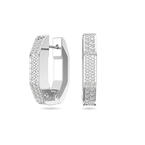 NWB Swarovski Dextera hoop earrings Octagon shape, Small, Rhodium ...