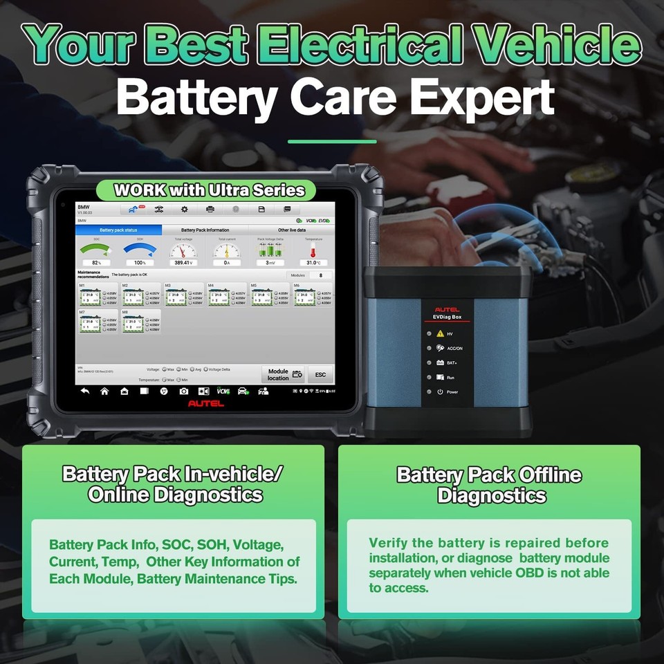 Autel MaxiSys EV Diagnostics Upgrade Kit EVDiag Box Breakout Leads ...