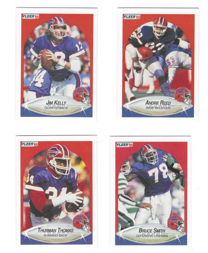 1990 FLEER KELLY SMITH THOMAS REED BUFFALO BILLS LOT OF 4 NRM-MINT VERY ...