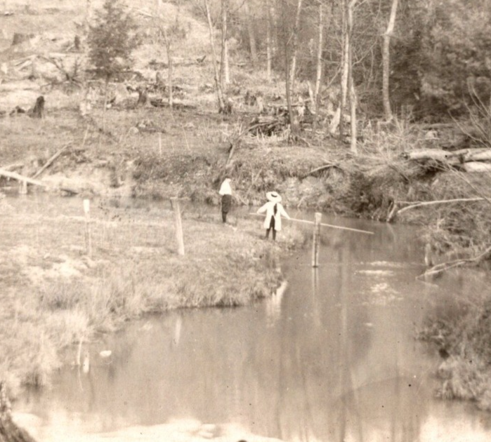 1913 RPPC Fishing Sandy Lick Creek Near Brookville ?Sabula PA Photo ...