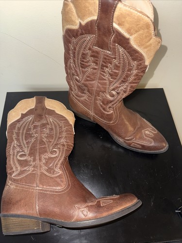 Rodeo Ropers Size 6 Cowboy Western Boots Brown, Stitching Pointed Toe ...