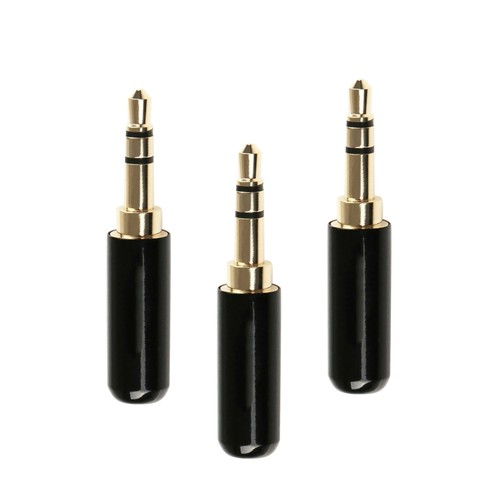 3Pcs 3.5mm Gold Plated Copper Male Stereo Mini Jack Plug Soldering ...