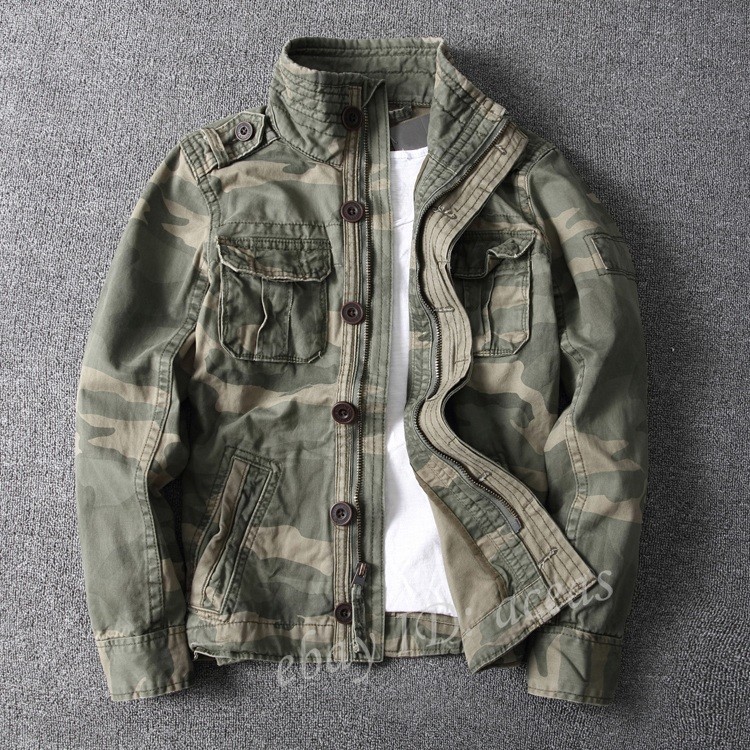 Mens Camouflage Combat Field Jackets Vintage Military Pockets Outdoor ...