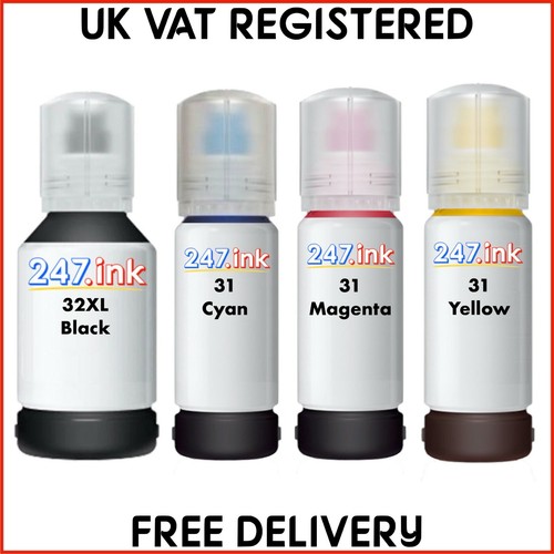 32XL & 31 Ink Bottles for HP Smart Tank 450 455 457 500 550 (Set of 4 ...