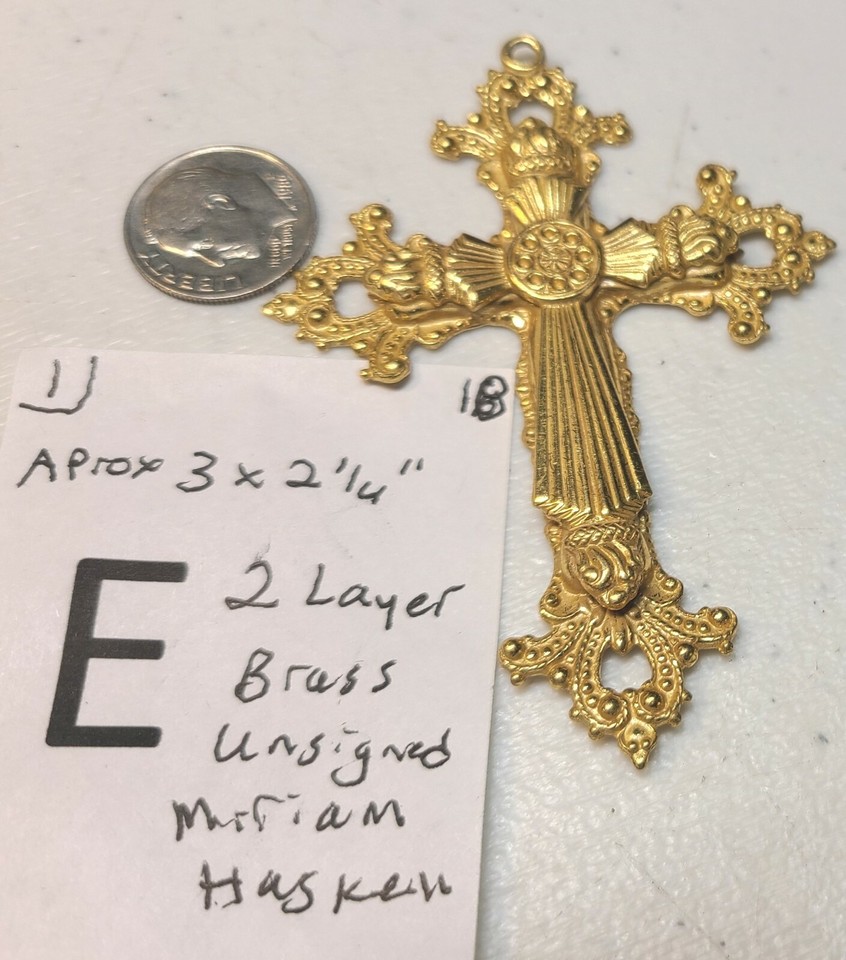 Vtg Mostly Miriam Haskell Cross Necklace Pendant Filigree Jewelry ...