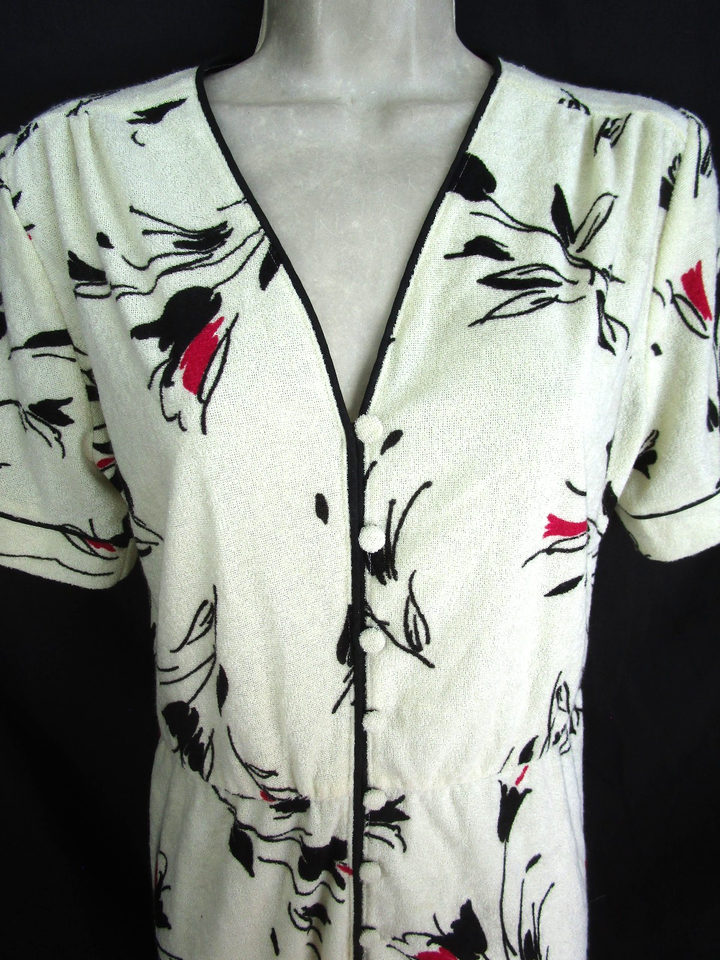 Vtg 80s Handmade Terry Cloth Towel Dress Front Buttons Secretary House ...