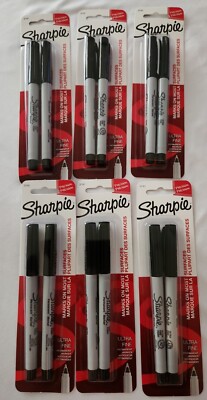 Sharpie Ultra Fine 2pk Black Markers 6 Packs NEW | eBay