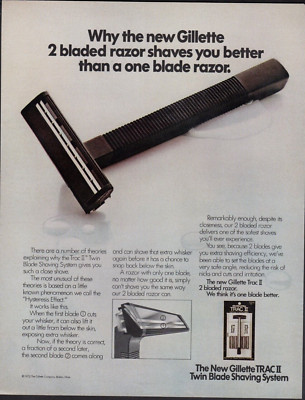 Vintage advertising print ad Gillette TRAC II twin blade razor ...