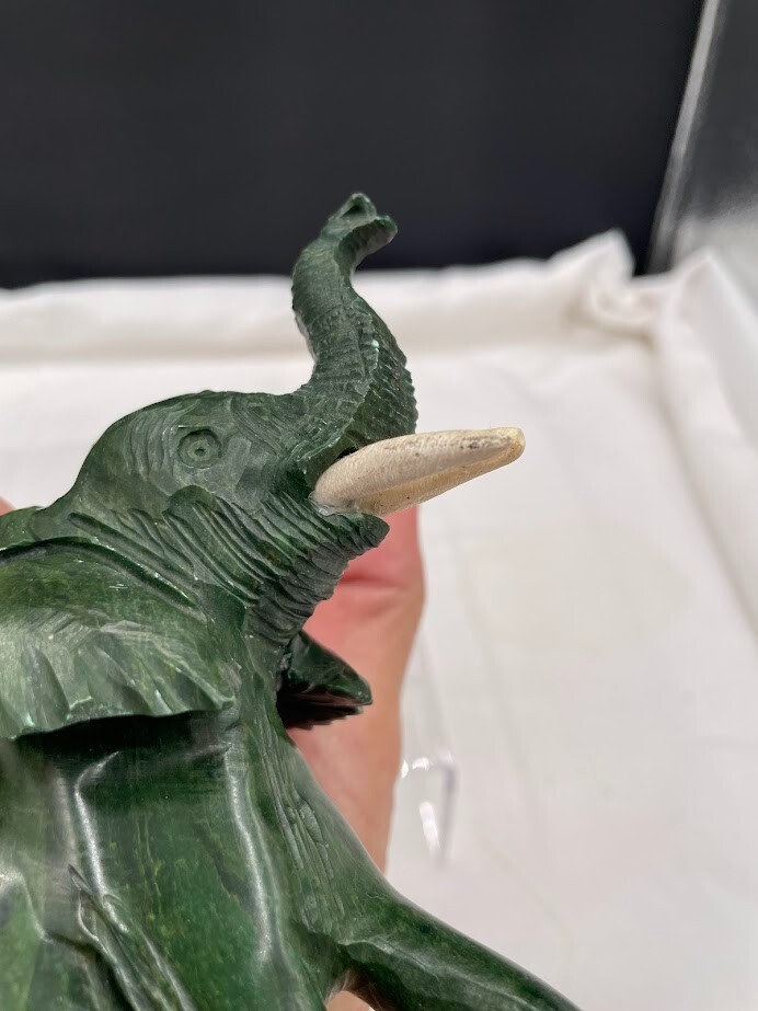 Verdite Green Stone Carved Elephant Trunk Up Small Elephant Figurine | eBay