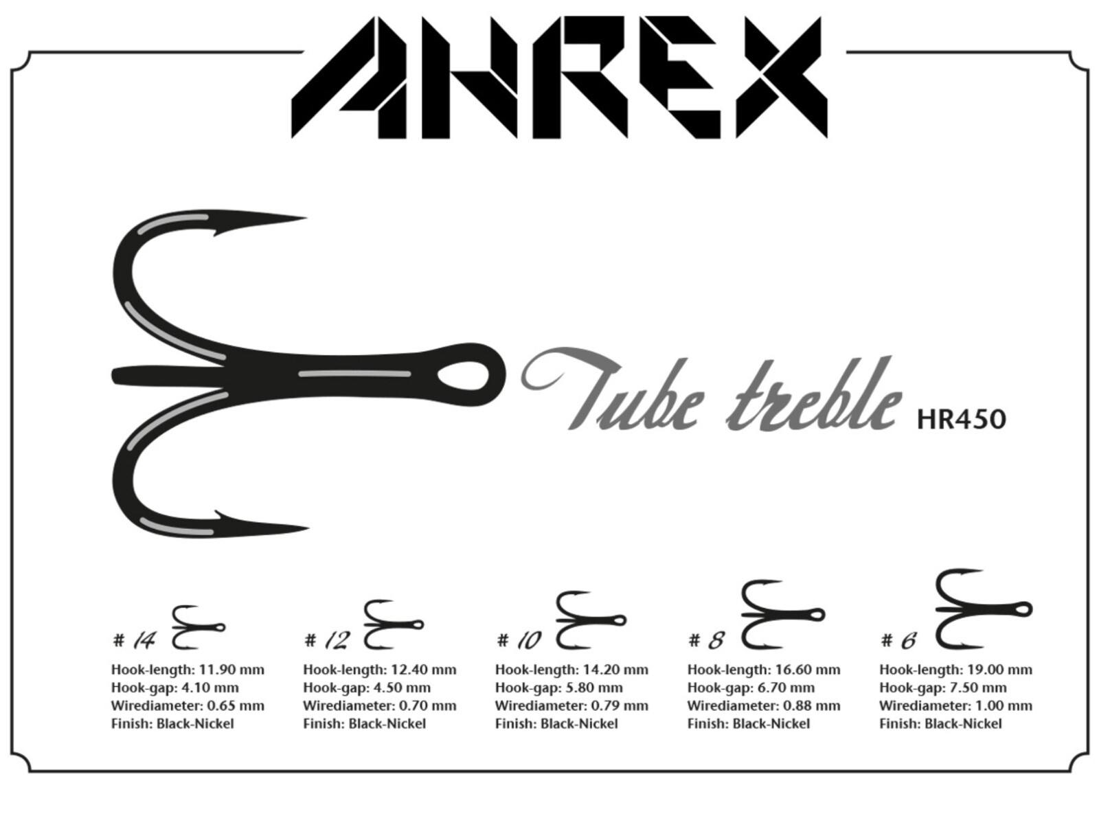AHREX HR450 HOOK - Fly Tying Stinger Tube Treble Hooks Black - 5 Pack ...