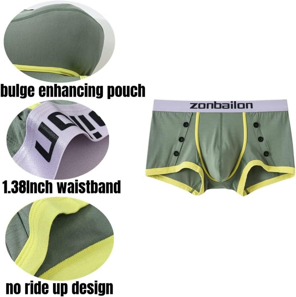 2 Pack Men’s Boxer Briefs Bulge Enhancing Underwear Bamboo Tagless ...
