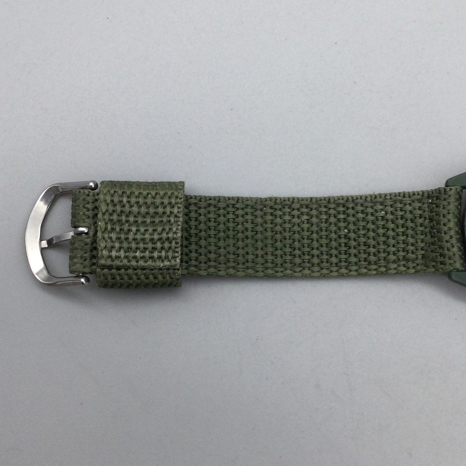 Field Watch Watch Men 34mm Green Tone Date Nylon Band Manual Wind | eBay