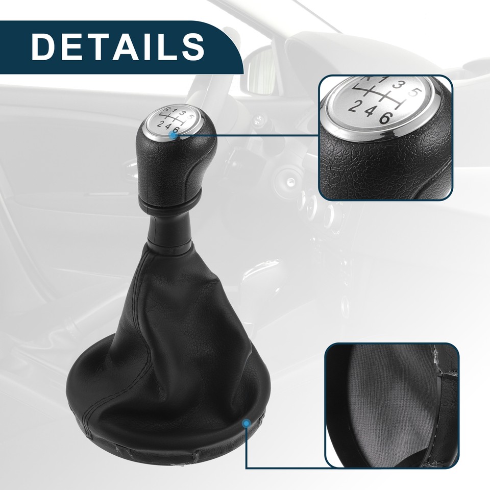 6 Speed Manual Gear Shift Knob with Cover for VW Transporter T5 T6 Faux ...