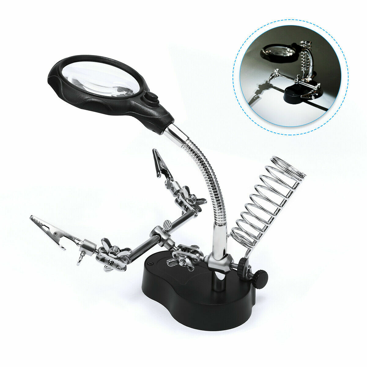 Third Hand Soldering Solder Iron Stand Holder Magnifier Helping Station ...