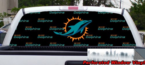 TRUCK REAR WINDOW GRAPHIC DECAL PERFORATED VINYL miami Dolphins | eBay