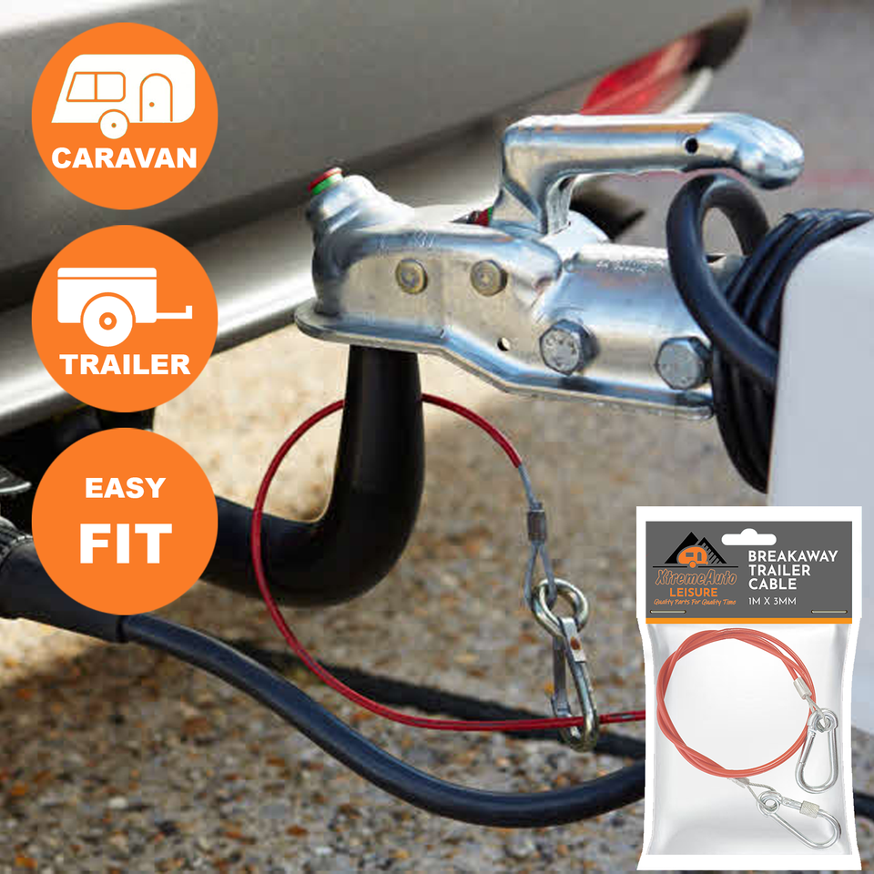 Breakaway Brake Safety Cable Caravan Trailer Heavy Duty Quick Release ...