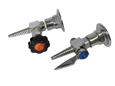 Pair of Chicago Faucet Lab Ball Valves Barb Brass, Labeled 'Air' and ...