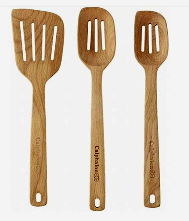 CALPHALON Slotted Beech WOODEN SPOON or TURNER FLIPPER Kitchen Utensil ...