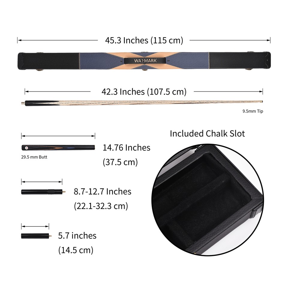 WAYMARK 57" 9.5mm 18.5oz 3/4 Snooker Cue & Case Ebony Handmade Snooker Cues | eBay UK