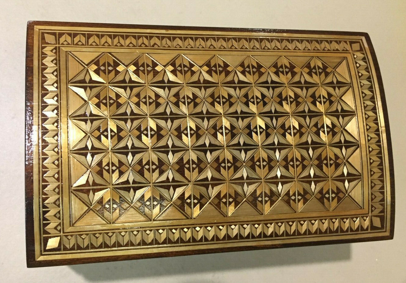 Vintage Russian Wooden Box Striking Gold Pattern | eBay