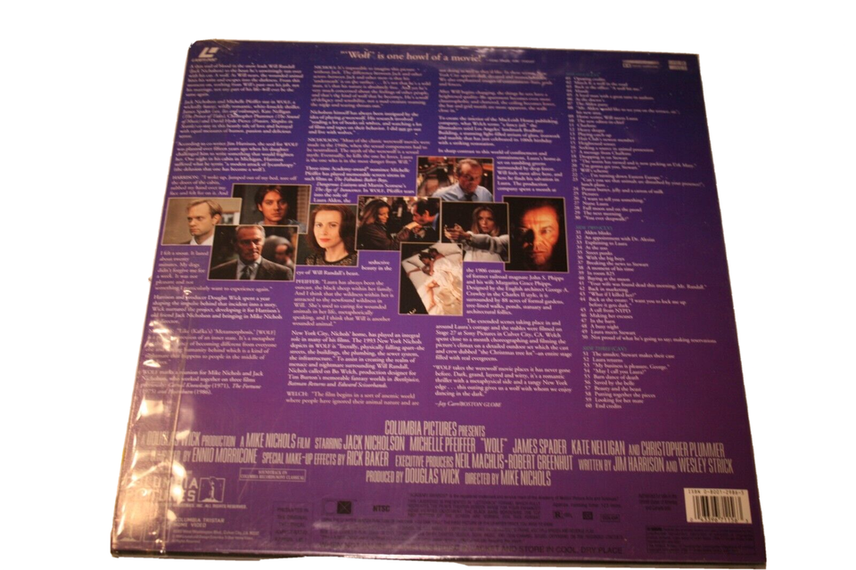 1994 Wolf Laserdisc Deluxe Widescreen Jack Nicholson, Michelle Pfeiffer ...