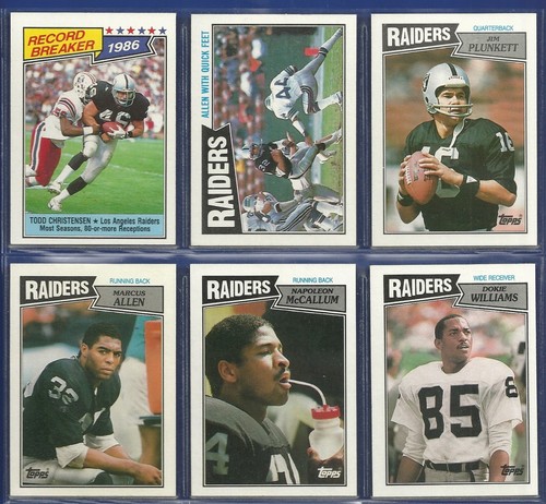 1987 TOPPS LOS ANGELES RAIDERS TEAM SET (17) PACK FRESH w/1,000 YARD ...