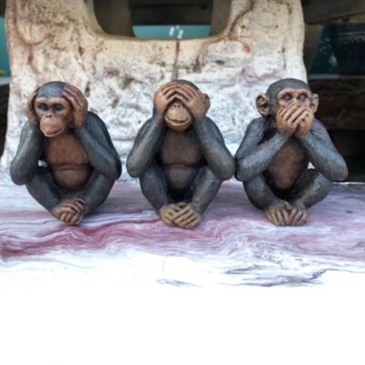 3 Wise Monkeys Figurines Set Hear See Speak No Evil Three Statue ...