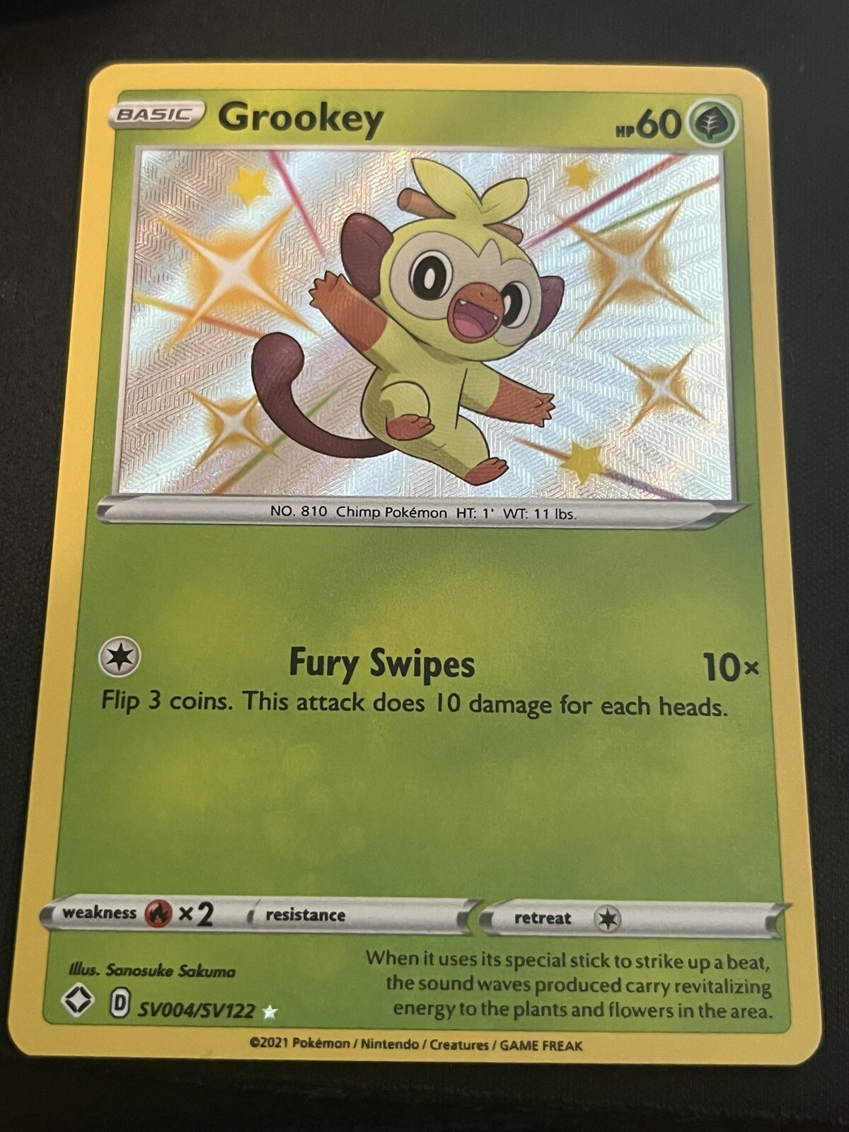 Pokémon TCG Grookey Shining Fates SV004/SV122 Holo Shiny Holo Rare **NM ...