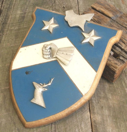 Decor Coat Arms wall plaque sign medieval heraldic gauntlet deer ...