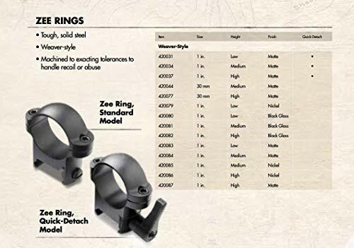 ZEE RINGS Low Weaver Mount Style Matte Black 1 Inch 1 Pair BURRIS ...