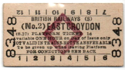 BR(S) Platform Ticket East Croydon (No.2) 1d (S.37) | eBay UK