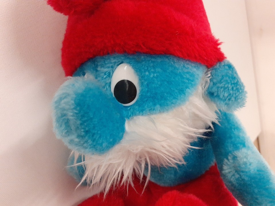 Vintage Papa Smurf The Smurfs 1983 Plush Cuddly Toy Plastic Eyes ...