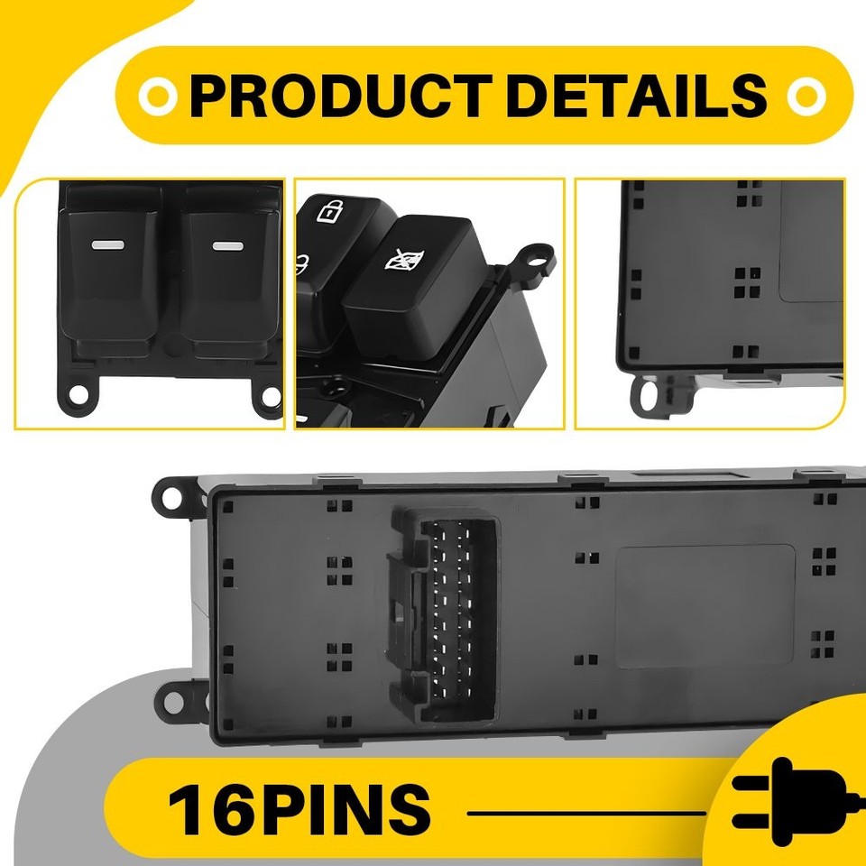 Black Power Window Switch 16 Pins 2X For KIA RIO 4-Door 2012-2015 Front ...
