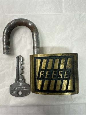 Vintage Reese Brass Padlock W/ Key Old Lock Tool Box Trunk Chest Case ...