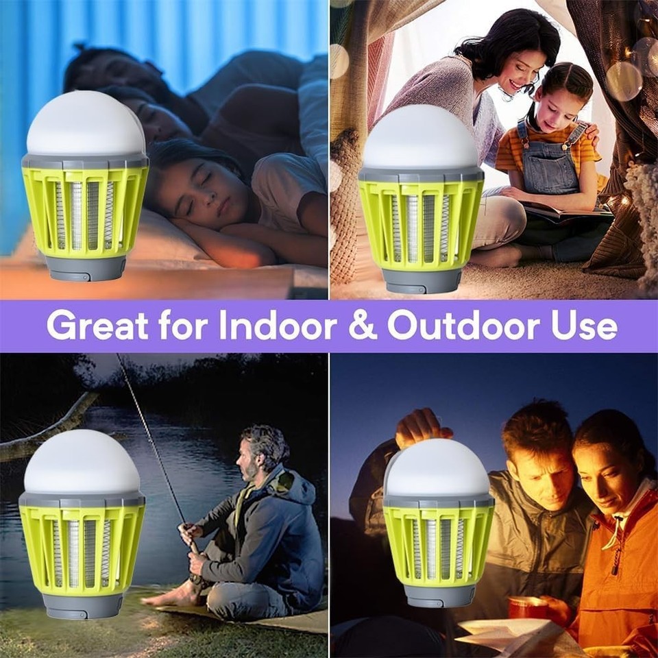 Rechargeable 2-in-1 LED Camping Lamp Bug Zapper Mosquito Repellent ...