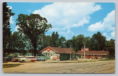 Postcard MN Glenwood Lake Reno Resort Motel Coca Cola Sign 7UP Boats ...