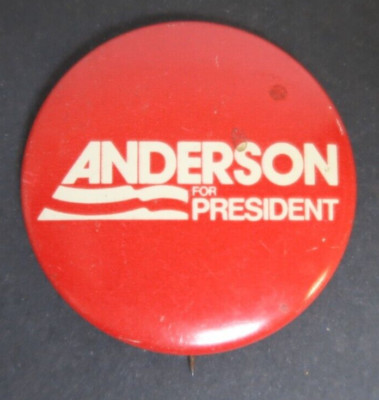 John Anderson for President Red and White Vintage Button Badge Pinback ...