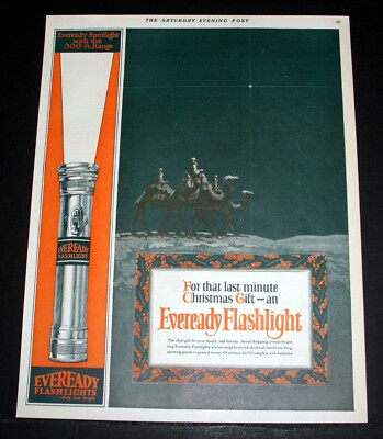 1923 OLD MAGAZINE PRINT AD, EVEREADY FLASHLIGHTS, A LAST MINUTE ...