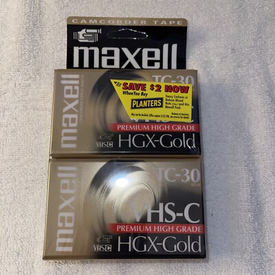 Pack Of 2 Maxwell VHS-C TC-30 HGX-Gold Premium High Grade Video Tapes ...