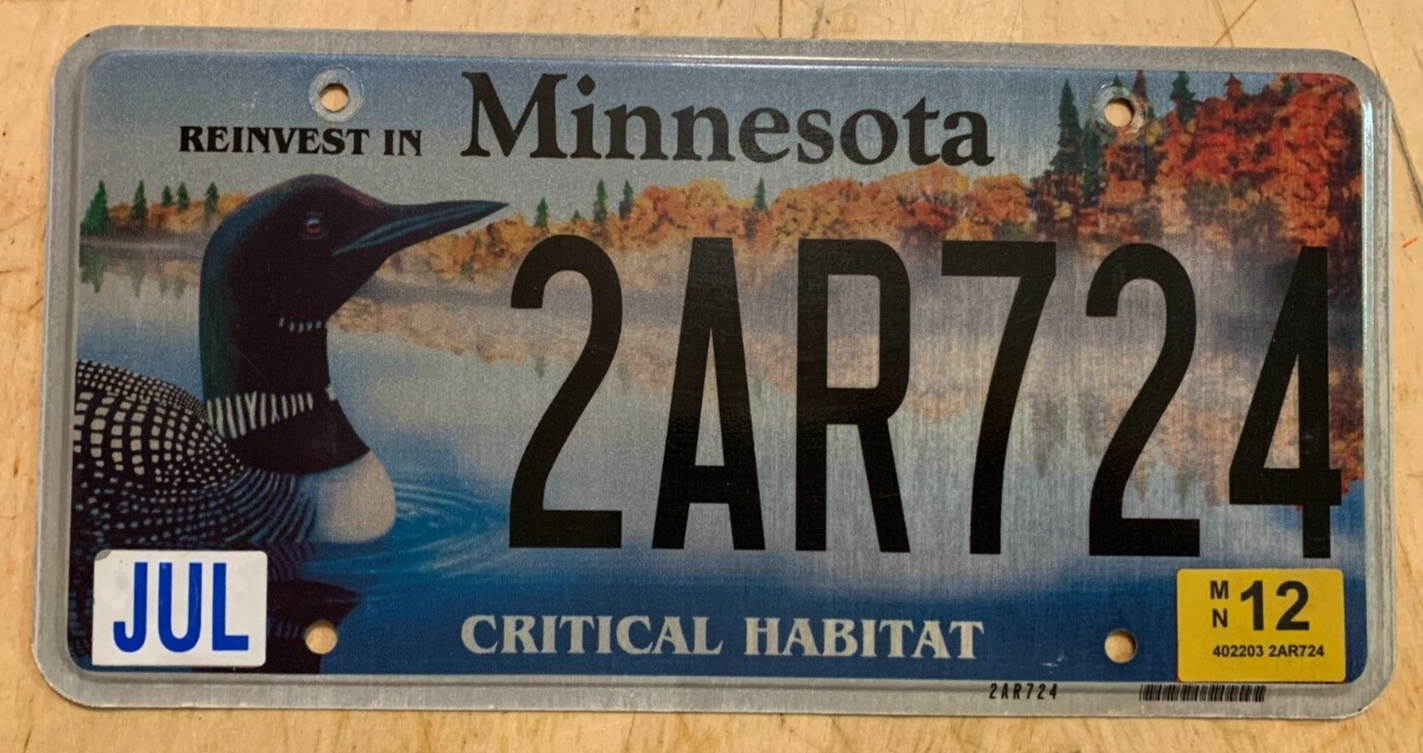 2012 MINNESOTA GRAPHIC CRITICAL HABITAT DUCK LOON LICENSE PLATE " 2 AR ...