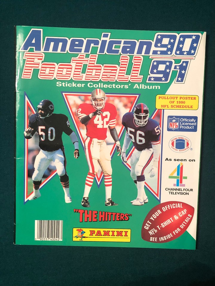1990-91 PANINI UK NFL FOOTBALL STICKER ALBUM UNUSED DIFFERENT THAN USA ...