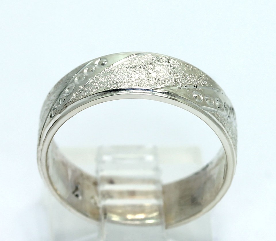 Sterling Silver Polished Satin Finish Diagonal Flash Beveled Edge Band ...