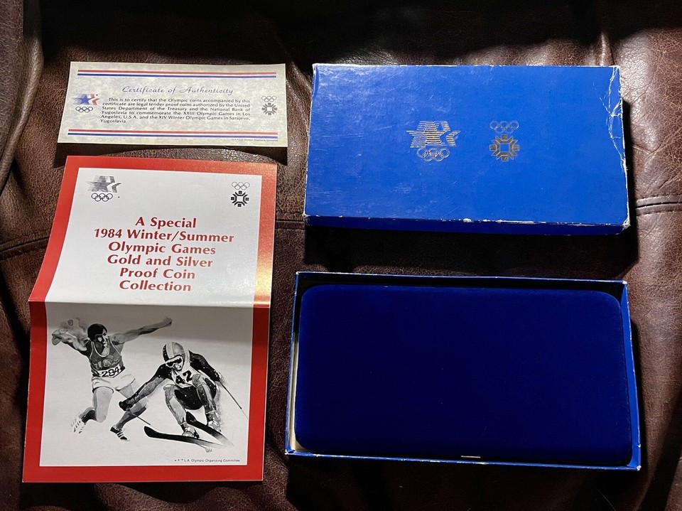 1984 6-Coins Proof USA Olympics Commemorative Set 1-Oz GOLD Au 4-Oz ...
