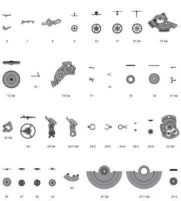 ETA Movement Parts: Balance Staffs, Wheels, Etc. by Part Number [Drop ...