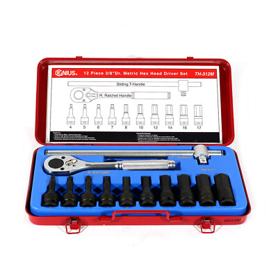 12Pcs 3/8" Driver Metric Hex Head Driver Socket Set TH-312M with ...