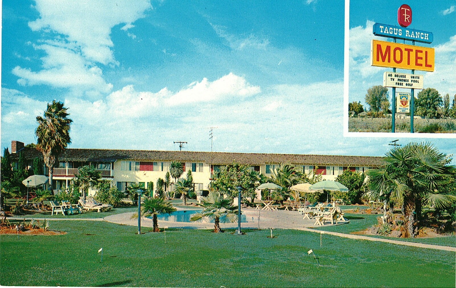 Vintage Postcard Tagus Ranch Motel Tulare CALIFORNIA | eBay