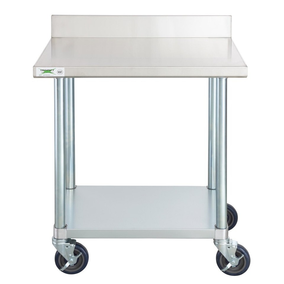 24"W x 36"L Stainless Steel Prep Work Restaurant Table with Backsplash ...