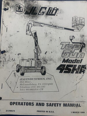 JLG 45HA man lift operators, safety, service, and specifications manual ...