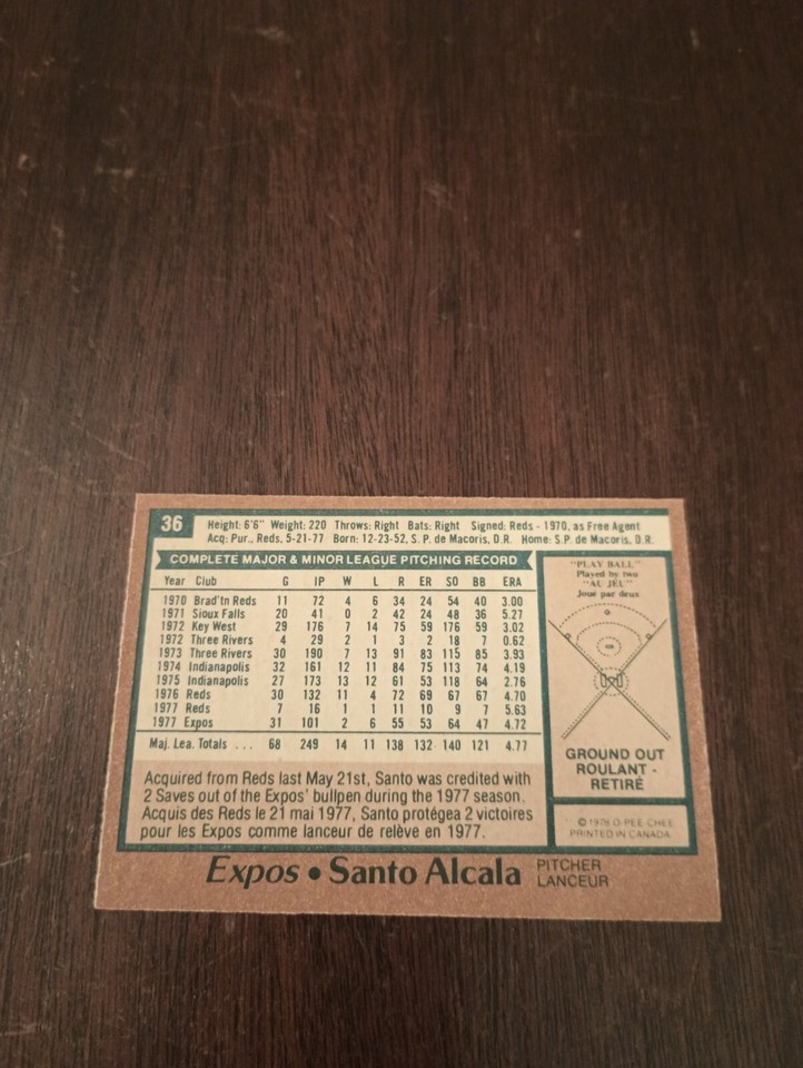1978 OPC/Topps #36 Santo Alcala (NRMT) | eBay