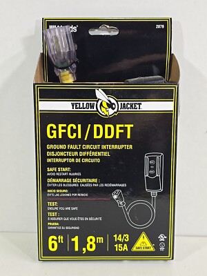 Yellow Jacket 6 ft. Ground Fault Cord GFCI/DDFT Extension Cord 14/3 15A ...